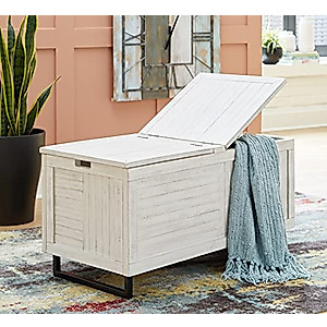 Signature Design by Ashley Coltport Storage Trunk or Coffee Table, Distressed White