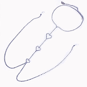 Sexy Bling Rhinestone Bra Chain Crystal Waist Belly Bikini Body Chain Jewelry Rhinestone Non Piercing Red Nipple Body Chain for Women (Color 1)