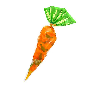 50pcs Carrot Shaped Candy Bags Creative Cone Cellophane Bags Easter Triangle Gift Bags with Twist Ties Translucent Gift Storage Packaging Bag for Holiday Birthday Baby Shower Wedding Party Decor