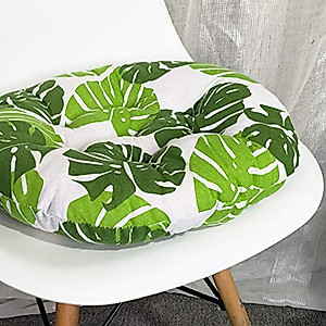 XSlive Round Chair Cushions Seat Cushion Boho Pattern Soft Thick Kitchen Office Dining Chair Seat Pad (16"×16",Leaf)