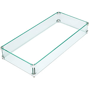 Vicluke Rectangular Fire Pit Wind Guard, 33 x15.35 x4.72 Inch Glass Flame Guard, 0.39 Inch Thick Clear Tempered Glass Wind Guard Fence for Outdoor, Patio, Fire Pits Table/Pan