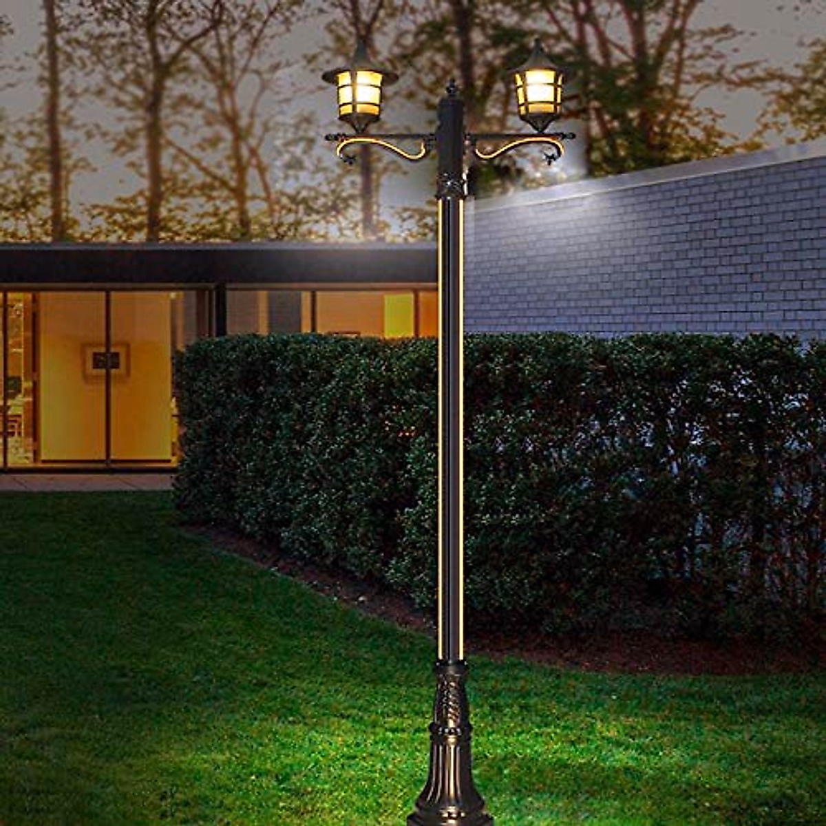 Modern High Pole Street Light European-Style Courtyard Post Light Outdoor Die-cast Light Waterproof Dual-Head Aluminum Pole Light LED Street Lamp Villa Park Solar Landscape Street Lamp