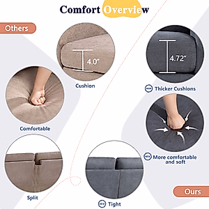 SUNLEI 79'' Convertible Sectional Sofa, L Shaped Couch Reversible Chaise Modern Linen Fabric for Small Space(Dark Grey)