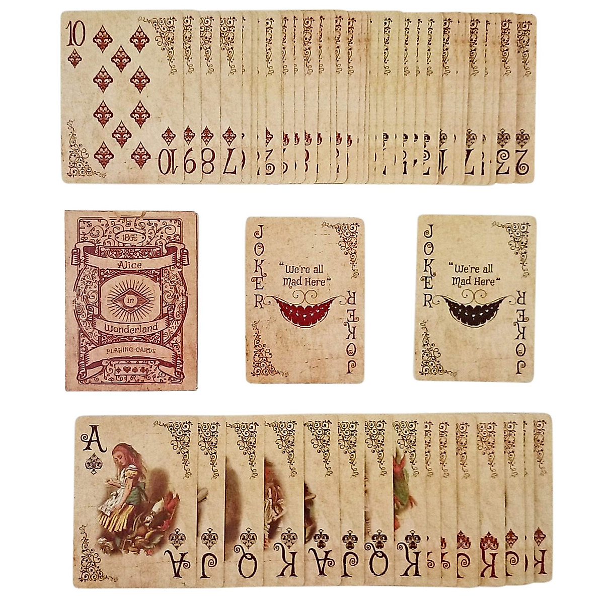 ASVP Shop Alice In Wonderland Playing Cards - Full Set is Ideal for Themed Parties, Props, Theme, and Games