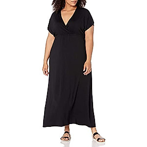 Amazon Essentials Women's Waisted Maxi Dress (Available in Plus Size), Black, 1X