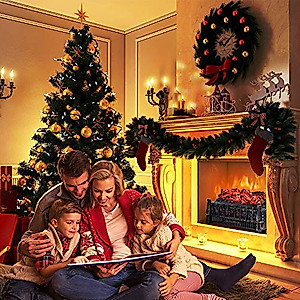 LIFEPLUS Electric Fireplace Log Heater, 21 Inch Fireplace Insert w/Remote Control 8H Timer Realistic Flame Ember Bed Adjustable Brightness, Overheat Protection, Fake Fire for Christmas Home Decor