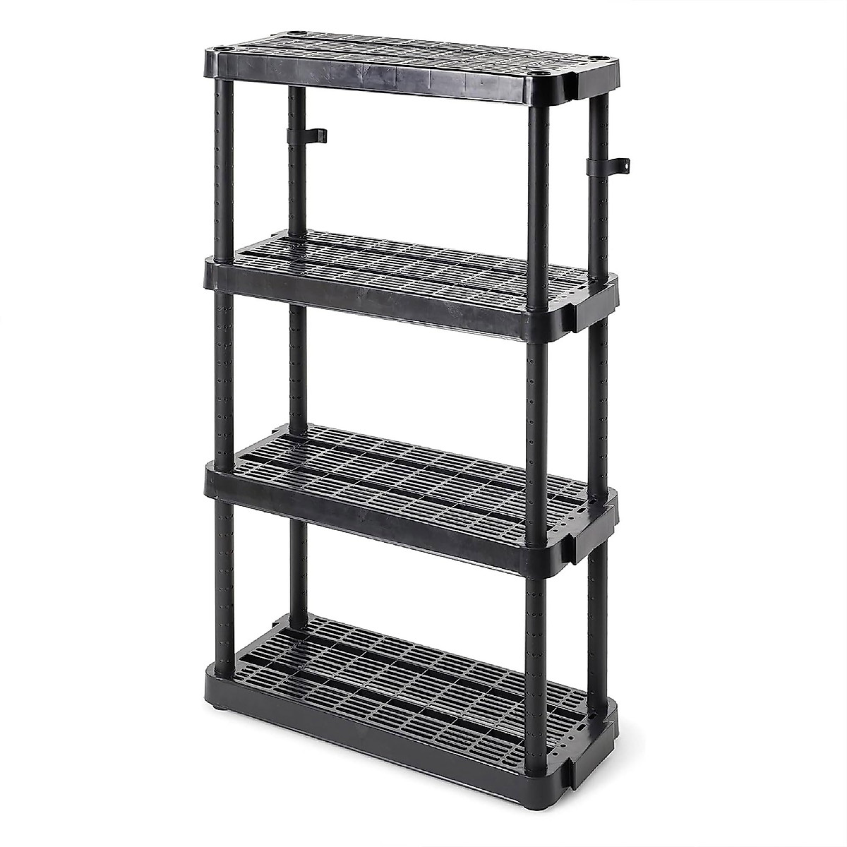 Gracious Living 4 Shelf Adjustable Height Medium Duty Storage Unit 14 x 32 x 54.5" Organizer for Home, Garage, Basement, & Laundry, Black (2 Pack)