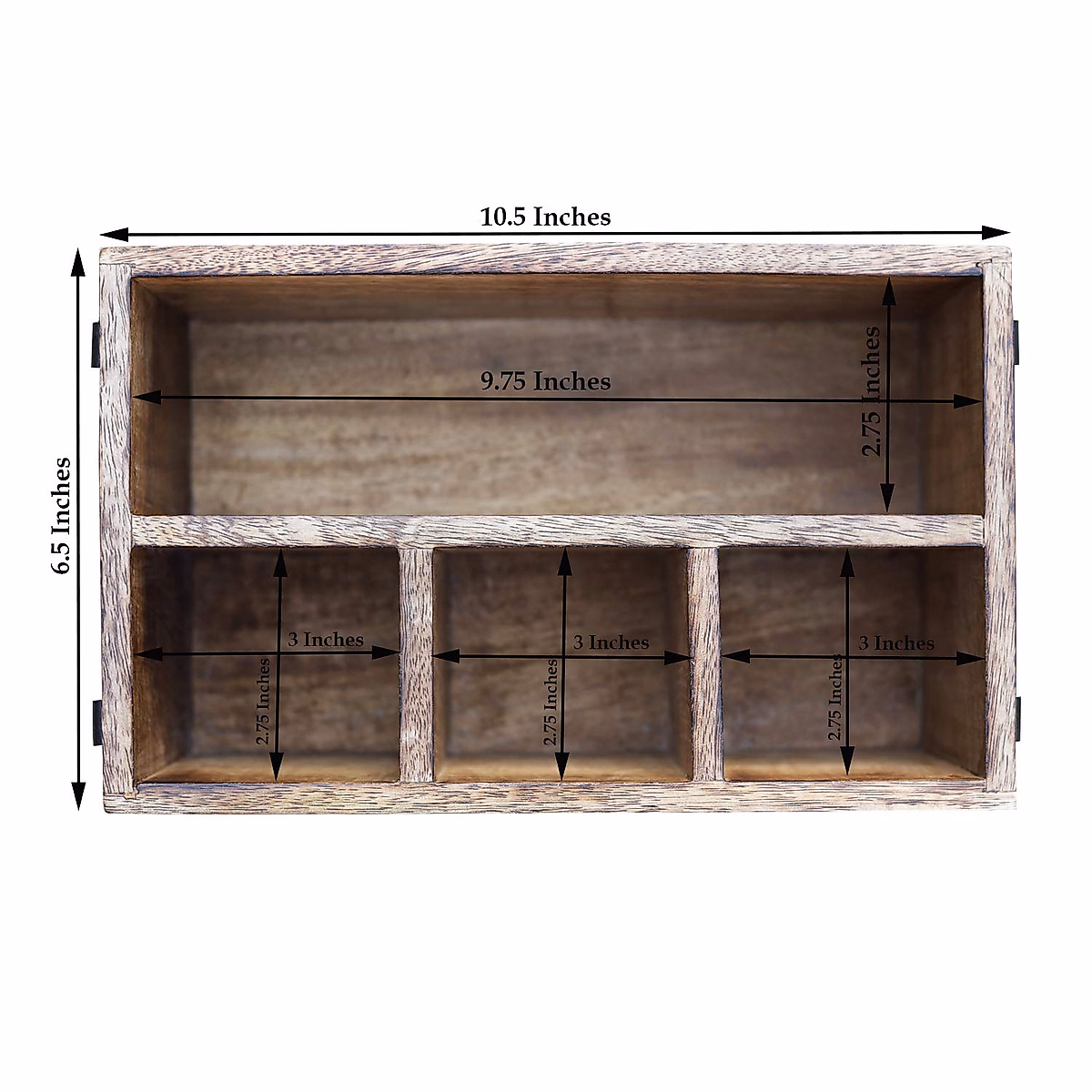 Mango Wood Utensils Caddy, Holder for Spoons, Forks, Knives, Salt Pepper, Napkins, Silverware Organizer, Flatware Holder (10.5 X 6.5 X 4.5 Inches)