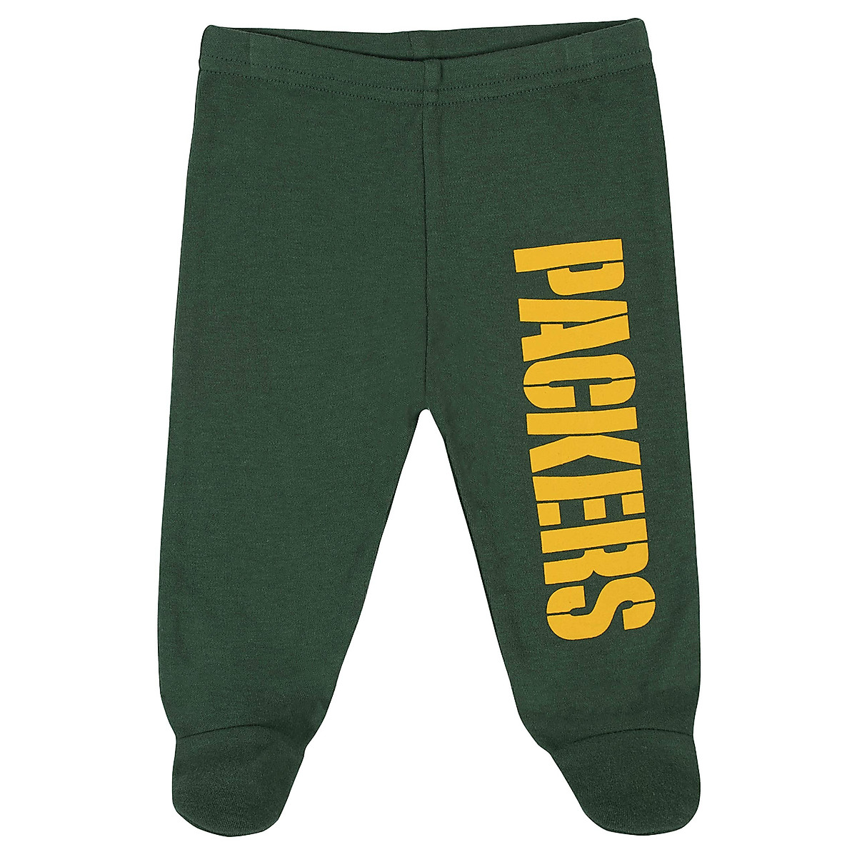 Gerber NFL Green Bay Packers 3 Pack Bodysuit Footed Pant and Cap Registry Gift Set, Green/White Green Bay Packers, 0-3M
