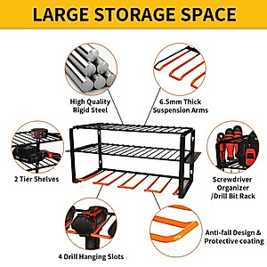 Intpro Power Tool Organizer Tool Storage And Organization Wall Mount Power Tool Holder Accessories Utility Tool Rack Hanger Shelf For Cordless Drill Wrench Screwdriver Garage