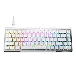 ROCCAT Vulcan II Mini Air 65% Optical Mechanical Gaming Keyboard, Full Wireless and Bluetooth Capabilities, Customizable RGB Illumination, Button Duplicator, On-Board Profiles, Aluminum Plate – White