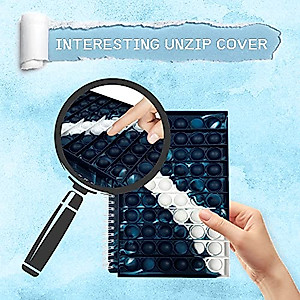 Fidget Notebook, Fidget Spiral Notebook, Push Pop Bubble Fidget Sensory Toy Stress Reliever Stationery, Composition Notebooks Portable for School Office Notebook Kids School Gifts Navy Blue Notebook
