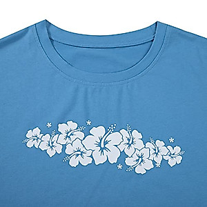 Hawaiian Flower Shirt Women Oversized Hawaii Tshirt Hibiscus Flower Tshirt Beach Shirt Summer Vacation Loose Tops