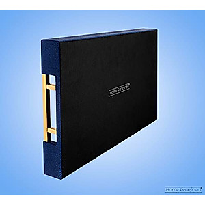 Home Redefined Modern Elegant 18”x12” Rectangle Navy Blue Rectangle Shagreen Decorative Ottoman Coffee Table Perfume Living Room Kitchen Serving Tray with Brass Gold Metal Handles for All Occasion's