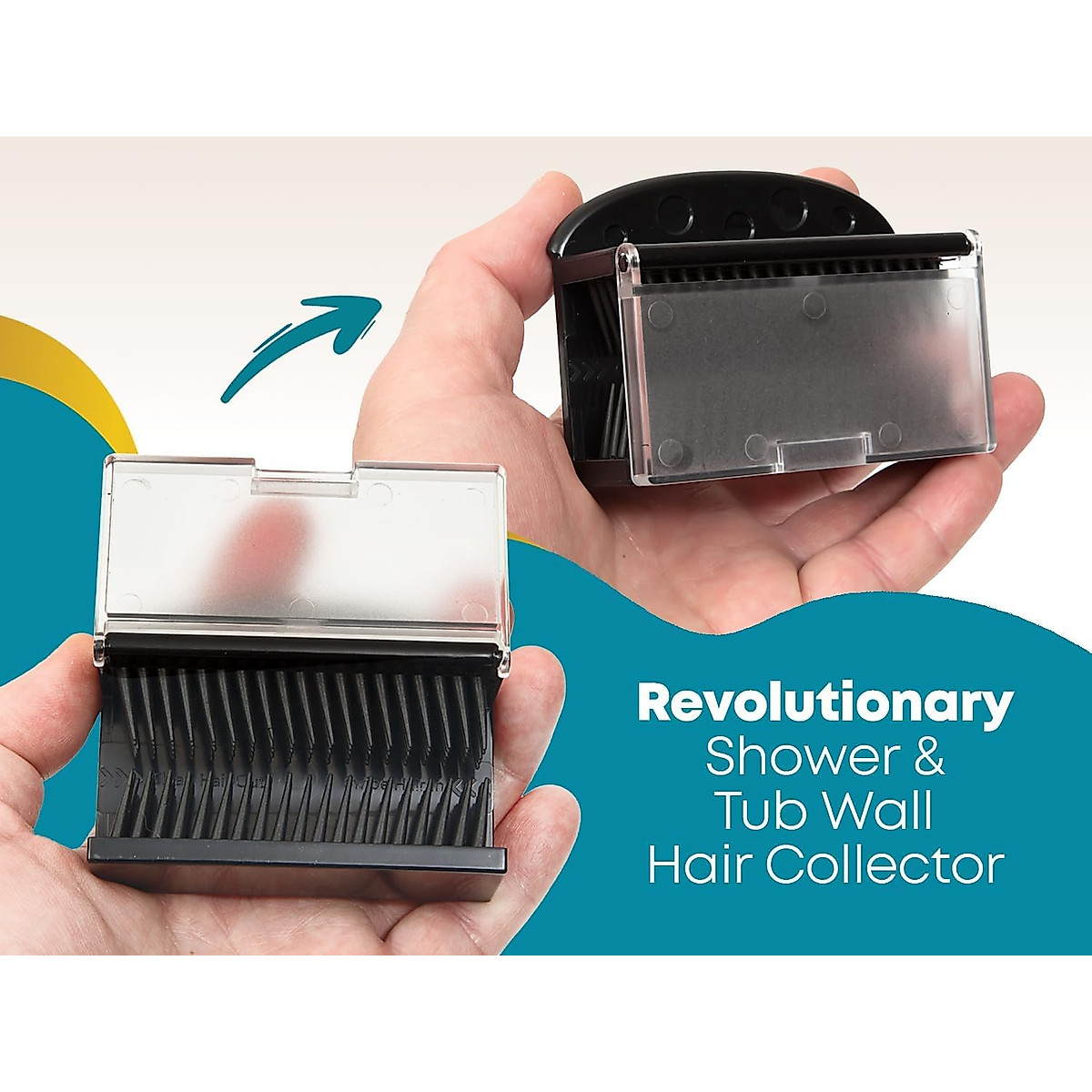 HairShroom Reusable Shower & Bathtub Wall Hair Catcher Hair Grabber Snare for The Hidden Storage of Wet Hair to Prevent Clogged Drains, Black