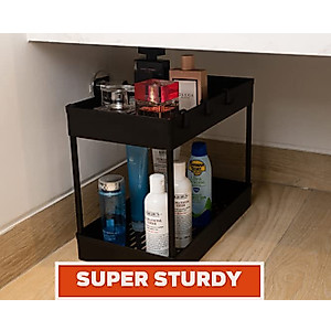 Under cabinet storage bathroom organizer - ideal for under sink and under counter. Stylish, for kitchens, closets, bathrooms, offices, and any space needing organizing! Plastic and easy to clean!