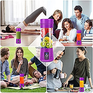 Portable Blender, MIAOKE Personal Mini Juice Blender, USB Rchargeable Juicer Cup with Six Blades in 3D, Smoothie Blender Home/Office/Outdoors, Dark purple