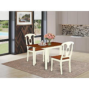 HomeStock Lakeside Living 3Pc Modern Dining Table Set Consists of A Dining Table and 2 Kitchen Chairs with Hard Wood Seat and Napoleon Back, Buttermilk and Cherry Finish