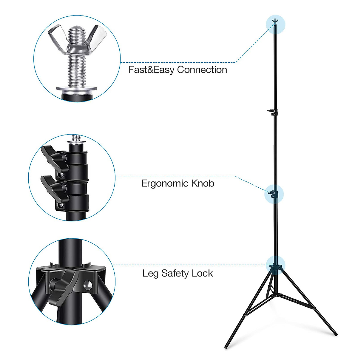 Photo Backdrop Stand, Photography Backdrop Stand, 10Ft Adjustable Background Stand Kit for Studio, Parties, Wedding, with 4 Crossbars, 4 Backdrop Clamps, 2 Sandbags, and Carrying Bag