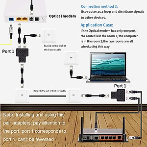 Poyiccot RJ45 Splitter Adapter, Ethernet Splitter 1 to 2 Network Adapter CAT 5/CAT 6 LAN Splitter Ethernet Socket Connector Adapter 1 Pair