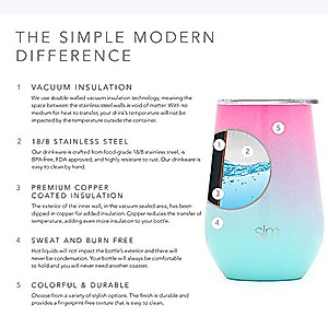 Simple Modern Wine Tumbler with Lid | Cute Stemless Glass Cup with Press-In Lid | Insulated Stainless Steel Coffee Mug | Gifts for Women Men Him Her | Spirit Collection | 12oz | Sorbet