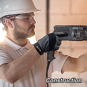 KAYGO Work Gloves For Men, KG125M Mechanic Utility Work Gloves for All Purpose, Excellent Grip, Heavy Duty, Improved Dexterity, Touch Screen,Medium