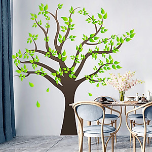 Amaonm Removable Cartoon Giant Brown Tree Wall Decals DIY Leaves Wall Sticker Peel and Stick Wall Decor for Nursery Kids Girls Nursery Room Bedroom Living Room Offices Kindergarten Decoration(Tree)