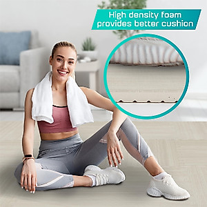 Yes4All Interlocking Floor Mats with Border – Foam Gym Floor Mats with EVA Interlocking Tiles (12 Square Feet – Walnut Wood Light – 12 Tiles)