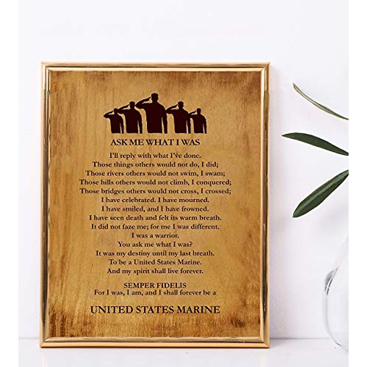 "Ask Me What I Was-Always A United States Marine"-Marine Corps-Wall Art- 8 x 10"-Wood Grain Typographic Print-Ready To Frame. Home-Office-Military Decor. Perfect Gift for All Marines. Semper Fi.