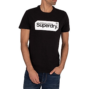 Superdry Mens Core Logo Tag T-Shirt, Slim Fit, Black Size S
