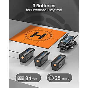 Holy Stone HS600 Drones with Camera for Adults 4K, FAA Remote ID Compliant, 2-Axis Gimbal & EIS Anti Shake, 3 Batteries 84-Min Flight Time, 10000 FT Range Transmission, 4K/30FPS, Drone Landing Pad