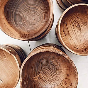 OMA Set Of Two Rice Bowls With Chopsticks Teak Wood Salad Noodle Udon Bowls