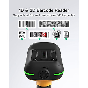 Inateck Industrial Barcode Scanner Bluetooth, 1D 2D QR Code Scanner Wireless with IP67 Waterproof and Dustproof, Handscanner with App & SDK, BCST-75