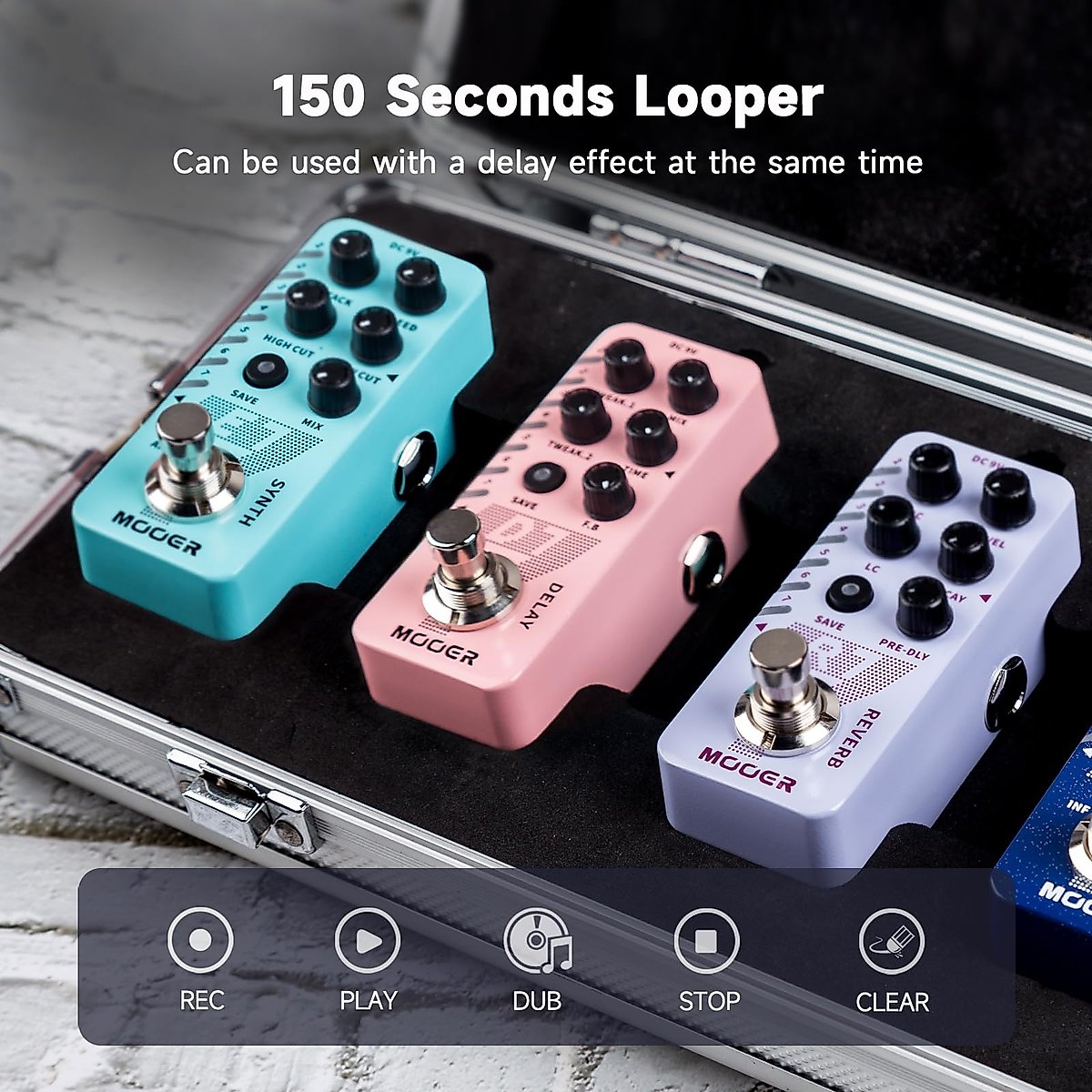 MOOER D7 Delay Guitar Pedal with 6 Different Delay Tape And 150s Looper Recording, Multi Asjustable Function, Surpport Tap Tempo, Trail On/Off, Storable Presets