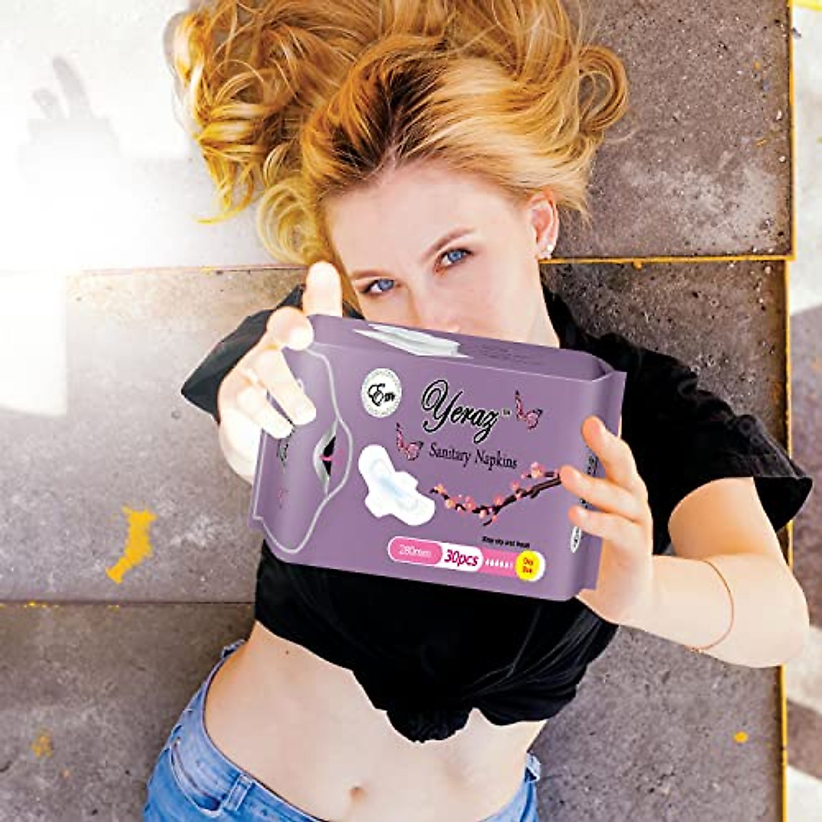 Em Yeraz Women Sanitary Pads, Ultra-Thin, Fast Absorbency with Wings, Size 5, 30 Count, Day use