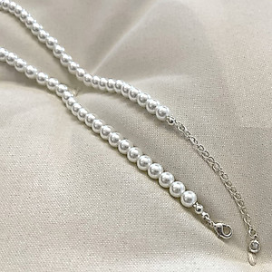 Zeffy Pearl Necklace for Women, 6MM Dainty Round Imitation Pearl Choker Necklace Wedding Pearl Necklace Delicate Jewelry for Women Simple Bridesmaid Jewelry Gifts