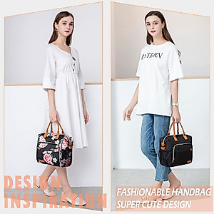 TuErCao Insulated Lunch Box for Women - Freezable Leakproof Ladies Lunch Bags for Work Office School - Reusable Adult Lunch Tote Bag Portable Soft Cooler Bag for Travel Beach Picnic Camping, Floral