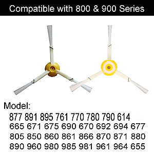 3-Pack Replacement Side Brush Compatible with IRobots Roomba 800 and 900 Series & 600 Series 877 891 895 761 770 780 790 614 665 671 675 690 670 Models - 4636428 (A)