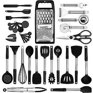 35 PCS Silicone kitchen Utensils set,Cooking Utensils set,Utensils,Kitchen Tool Set,Baking Set, Kitchen Set, Kitchen Gadgets,Kitchen Tools and Cookware Set with Holder.Stainless Steel