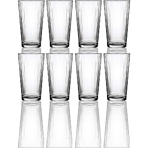 Circleware Hill Street Huge Set of 16 Drinking Glasses and Whiskey Cups, 8-15.7 oz & 8-12.5 oz, Glassware for Water, Beer, Juice, Ice Tea, Bar Beverage, 16pc, Spectrum
