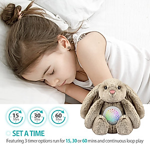 BEREST Baby Sleep Soother Bedtime Bunny with Starry Projector Night Light, Plush Stuffed Animal for Newborn Infants, Lullaby Music, White Noise, Mother's Heartbeat for Boys & Girls Shower Gifts