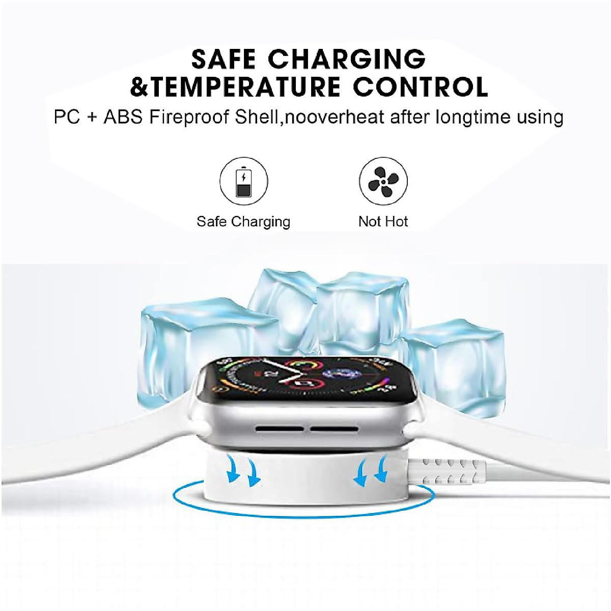 Short Watch Charger for Apple Watch Charger, USB A Short iWatch Charging Cable Short Cord Compatible with Apple Watch Series 9 8 7 6 SE 5 4 3 2 1，Ultra (1FT/0.3M)