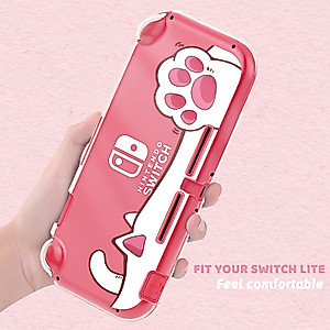 DLseego Protective Case for Switch Lite, Hard PC Clear Anti-Shock Split Cover with Cat-Pad Pattern
