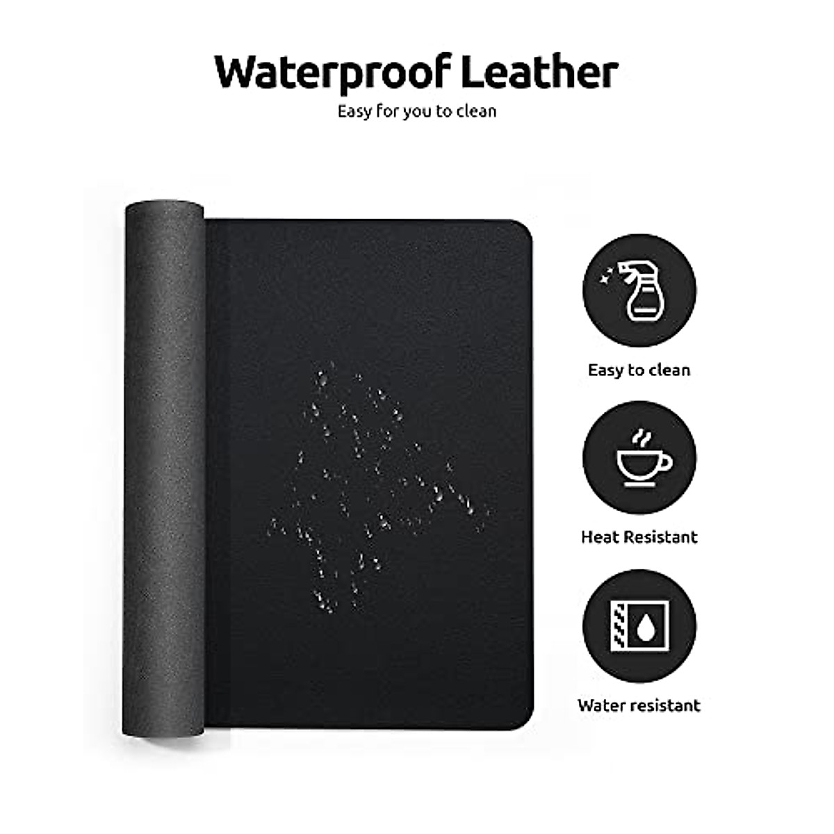 YSAGi Leather Desk Pad Protector, Office Desk Mat, Large Mouse Pad, Non-Slip PU Leather Desk Blotter, Laptop Desk Pad, Waterproof Desk Writing Pad for Office and Home (Black, 35.4" x 17")