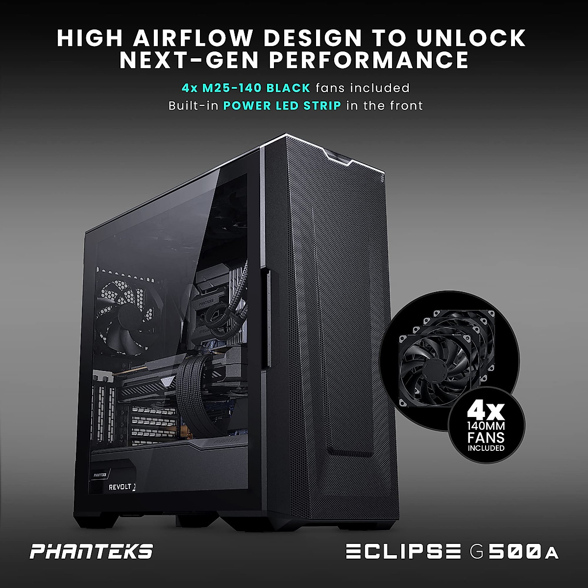 Phanteks Eclipse G500A Performance Mid Tower Case, Black