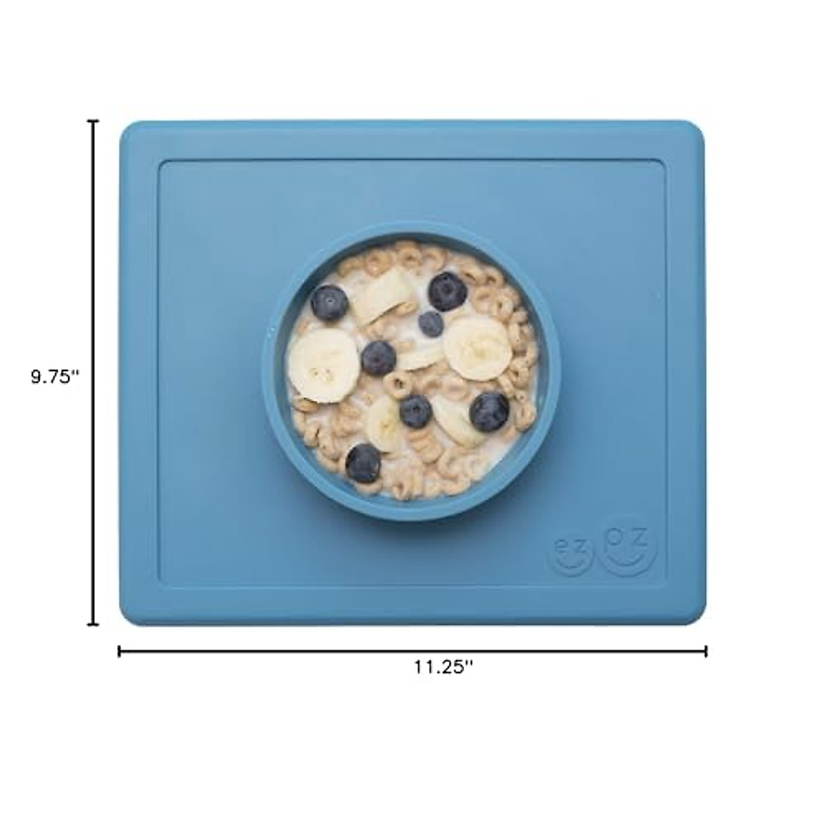 ezpz Happy Bowl - 24 Months + (Blue) - 100% Silicone Suction Bowl with Built-in Placemat – Dishwasher Safe
