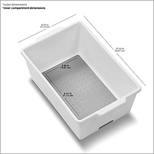 madesmart Antimicrobial Classic Small Deep Bin, Soft Grip, Non Slip Storage Organizer, Multi-Purpose Home Organization, EPA Certified, White, Pack of 6