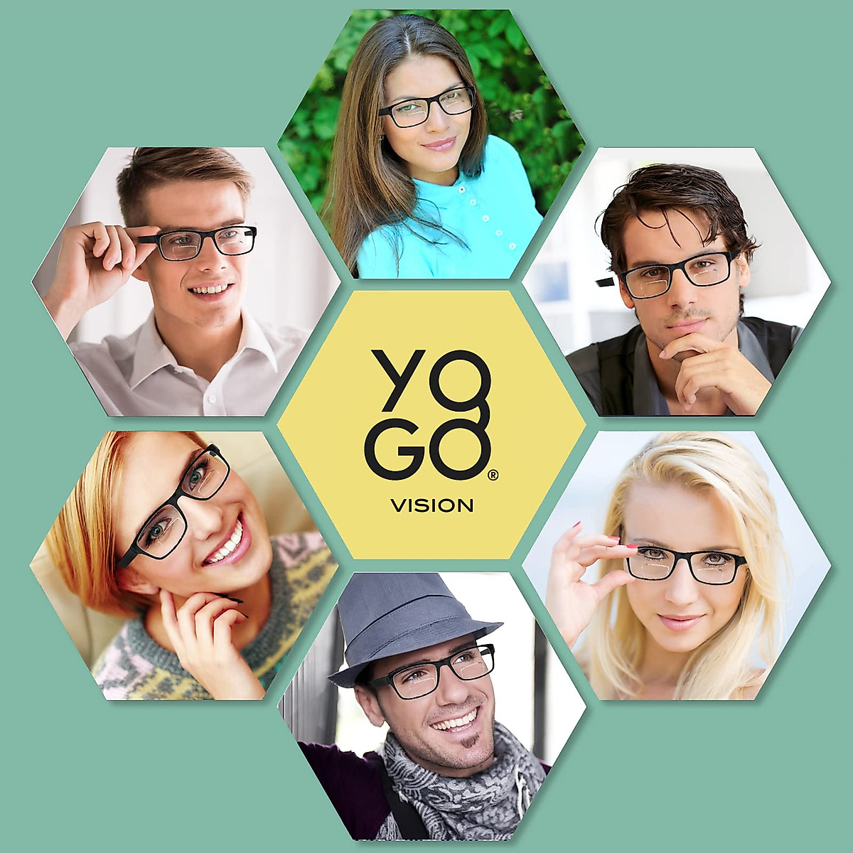 Yogo Vision Bifocal Reading Glasses for Men and Women Rectangle MultiFocal Readers with Spring Hinges Retro Design Black 2.75