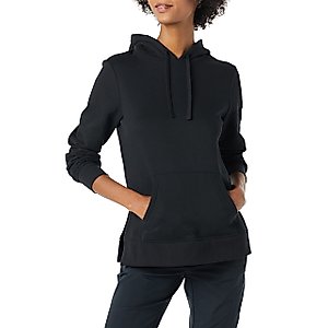 Amazon Essentials Women's French Terry Hooded Tunic Sweatshirt, Black, Large