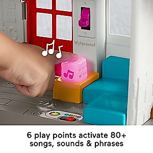 Fisher-Price Little People Toddler Play House with Lights Music & Smart Stages Learning Content, 2 Figures 6 Play Pieces, UK English Version, HCJ66